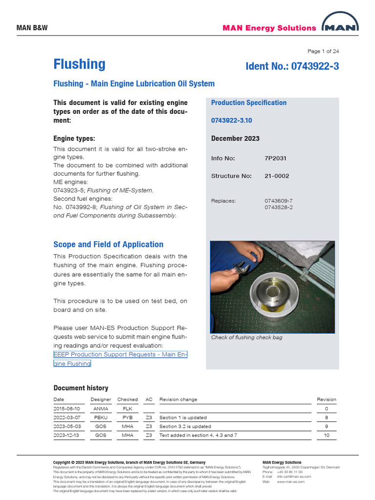 0743922-3.10 Flushing - Main Engine Lubrication Oil System Ok | PDF | Bearing (Mechanical) | Valve