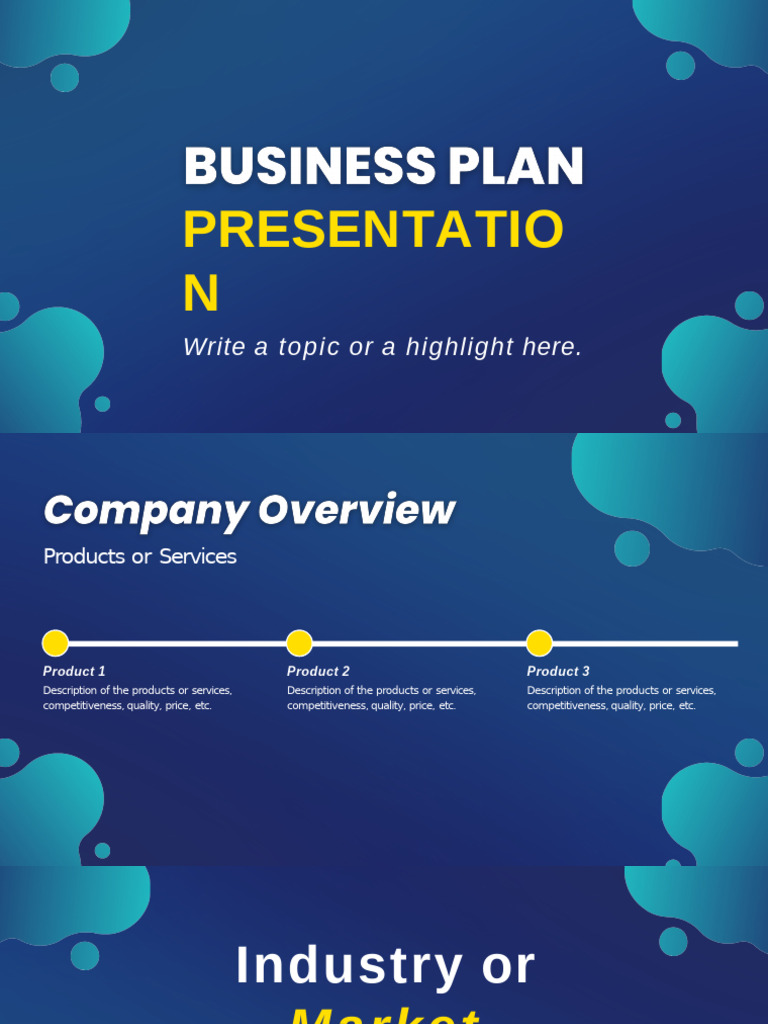 Blue Yellow Gradient Business Plan Presentation | PDF | Market ...