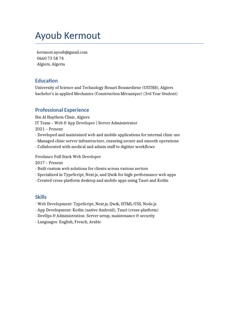 Ayoub Kermout CV EN | PDF