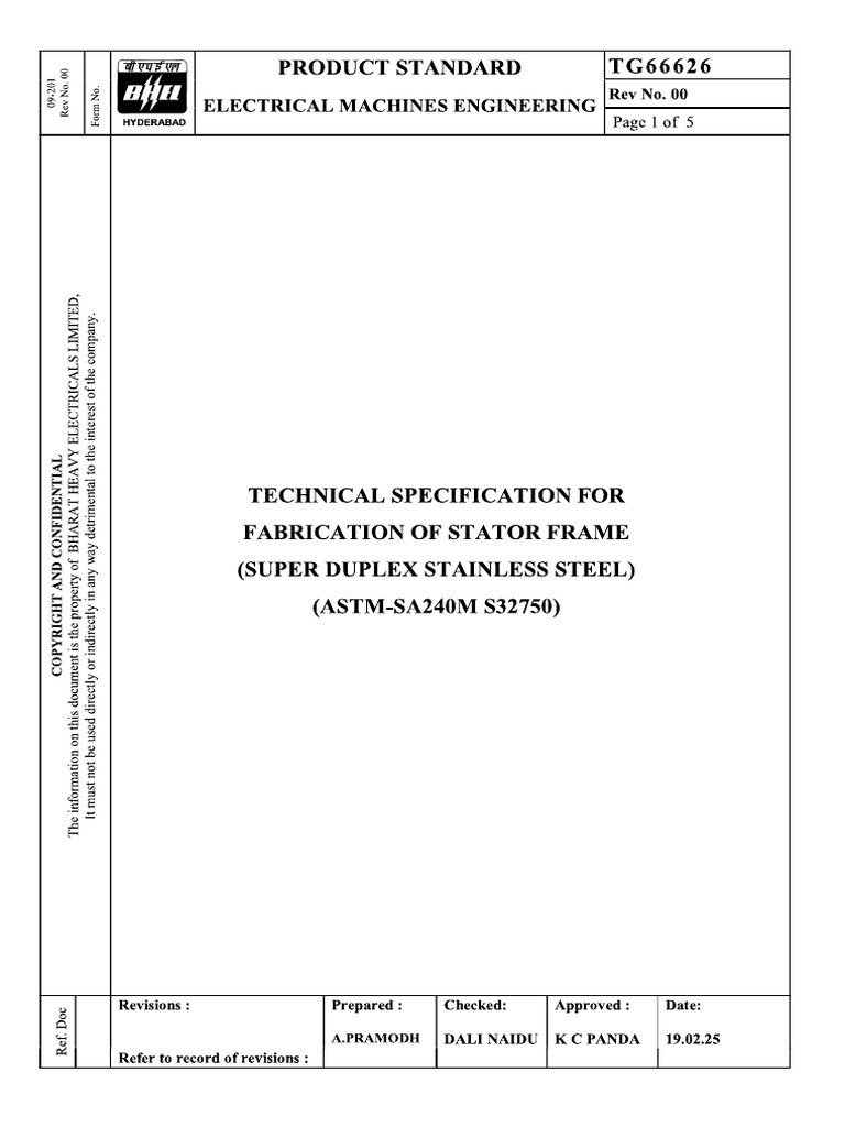 TG 66626 Fabrication of Stator Frame | PDF