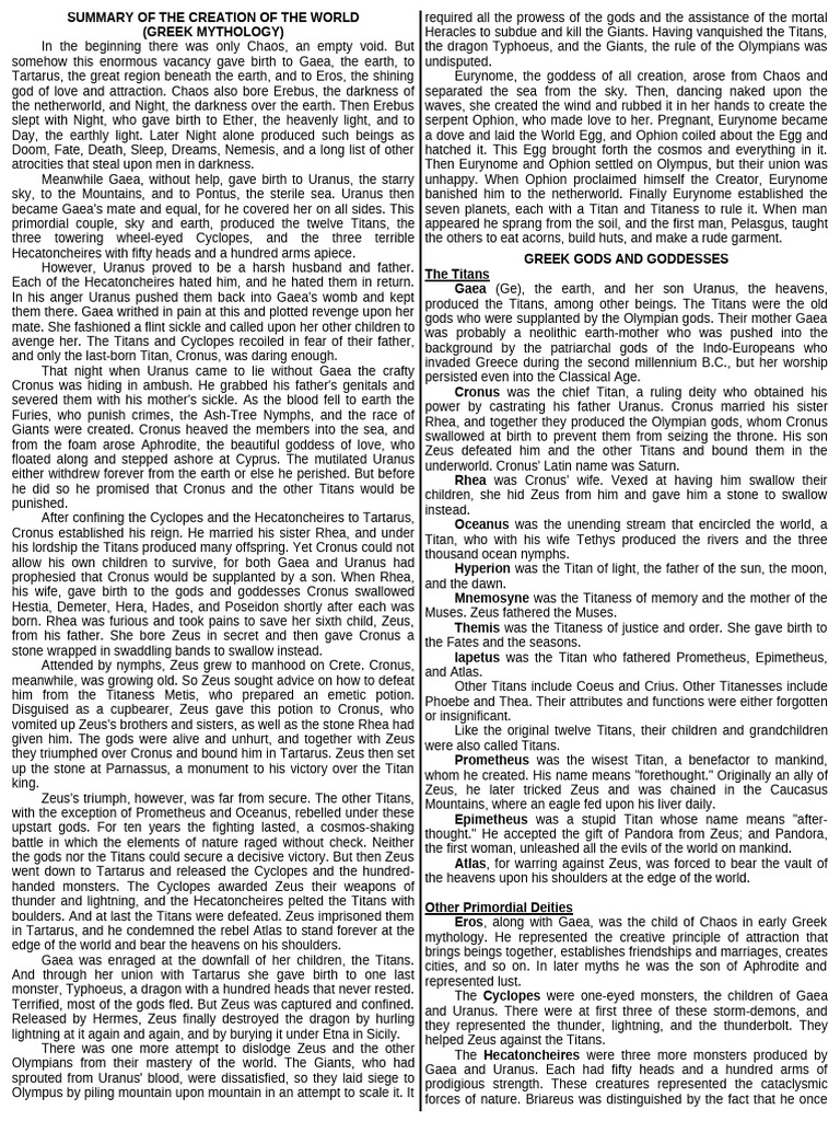 Introduction To Mythology | PDF | Zeus | Twelve Olympians