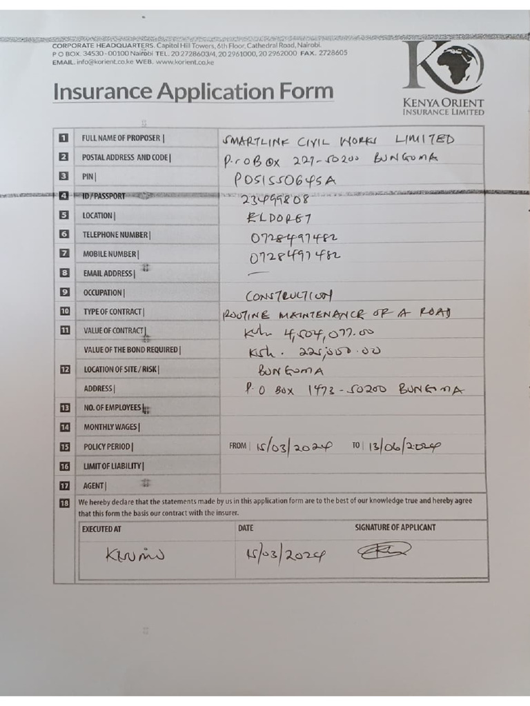Insurance Application Forms | PDF