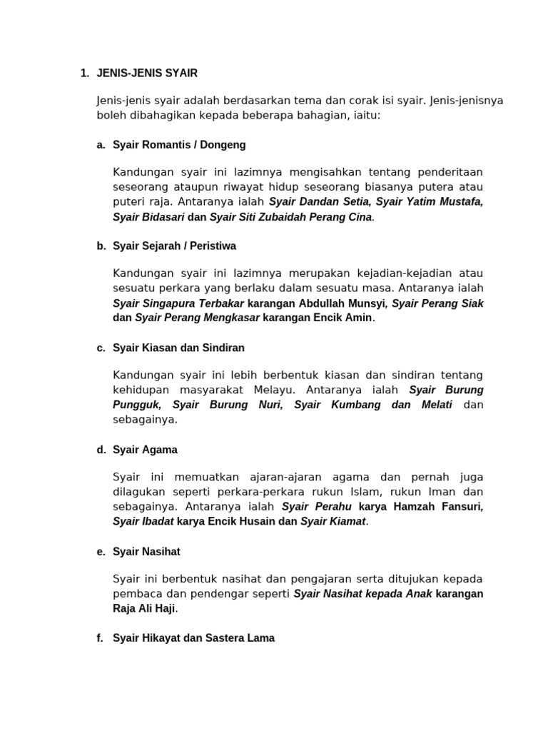 Jenis-Jenis Syair | PDF