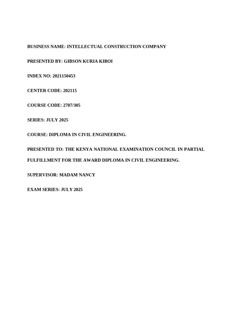 Gibson Kuria 2021150453 - Business Plan Executive Summary | PDF | Business Economics | Business