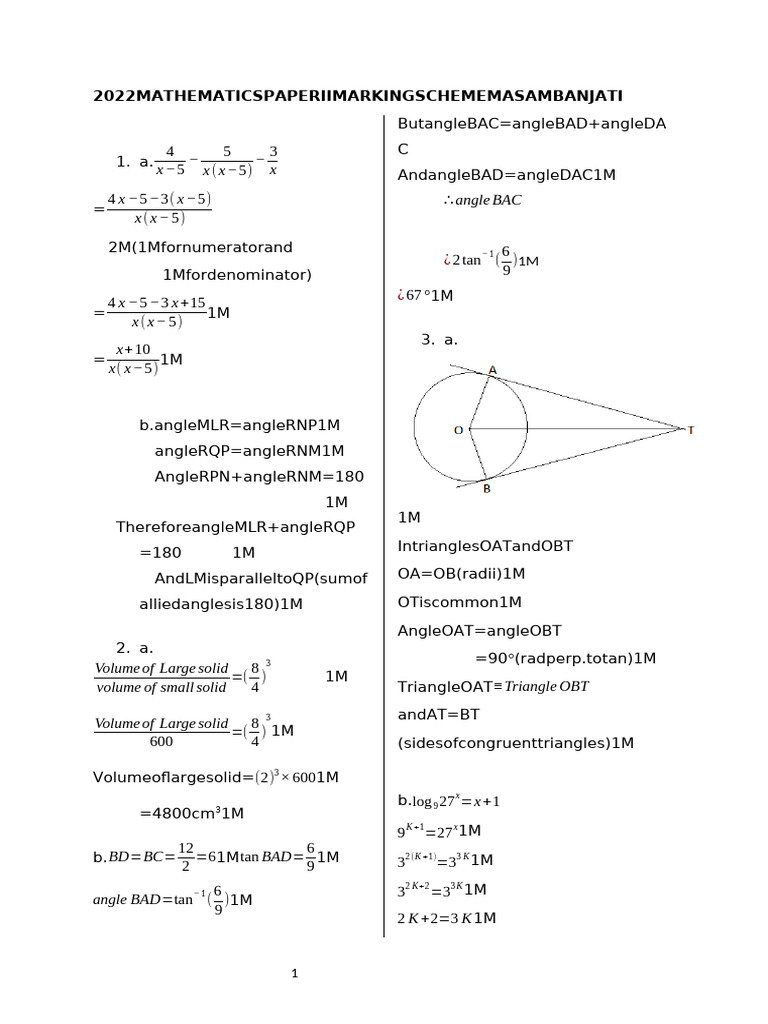 2022 Mathematics Mock Paper II Marking Scheme-1 | PDF | Chess | Chess ...