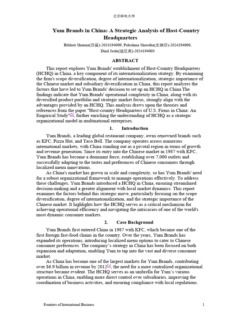 HCHQ - Frontiers of IB Final Report | PDF | Business | Economies