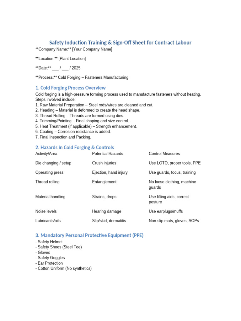 Cold Forging Safety Induction Guide | PDF | Forging | Personal ...