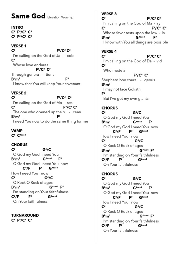 Elevation Worship - Same God Chord Chart | PDF | Religious Belief And ...