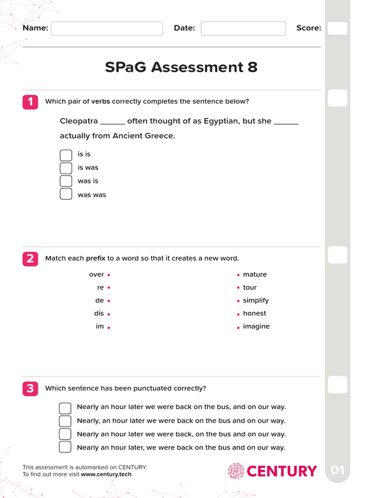 Year 6 SPaG Assessment 8 PSPG11.15 | PDF | Sentence (Linguistics) | Verb