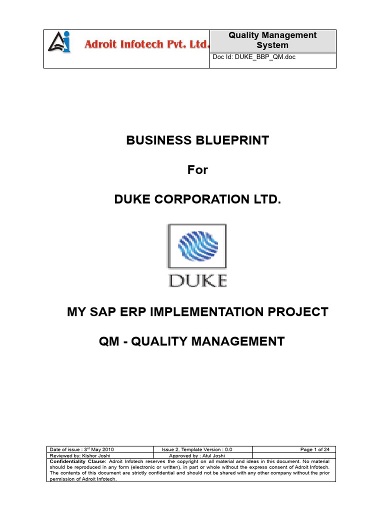 Sap QM Business Blueprint Sample - Doc Google Docs | PDF | Sampling ...