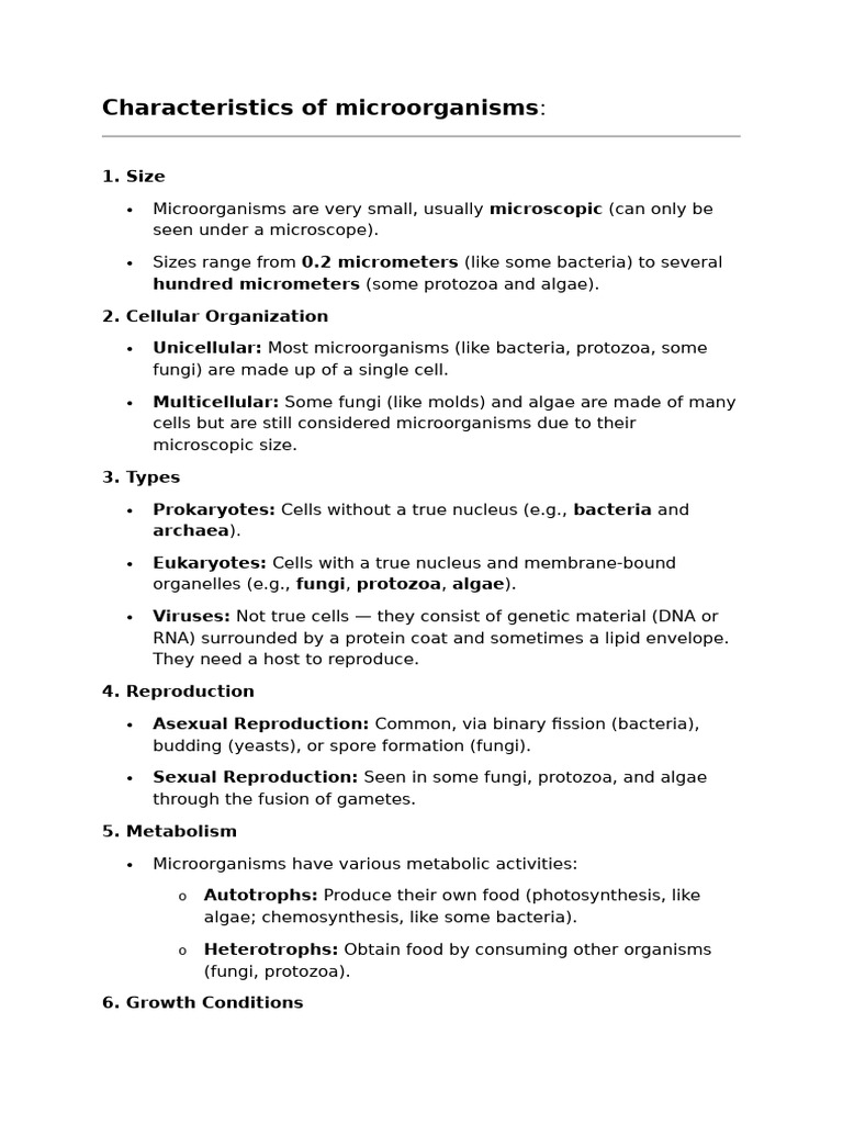 Characteristics of Microorganisms | PDF | Microorganism | Disinfectant