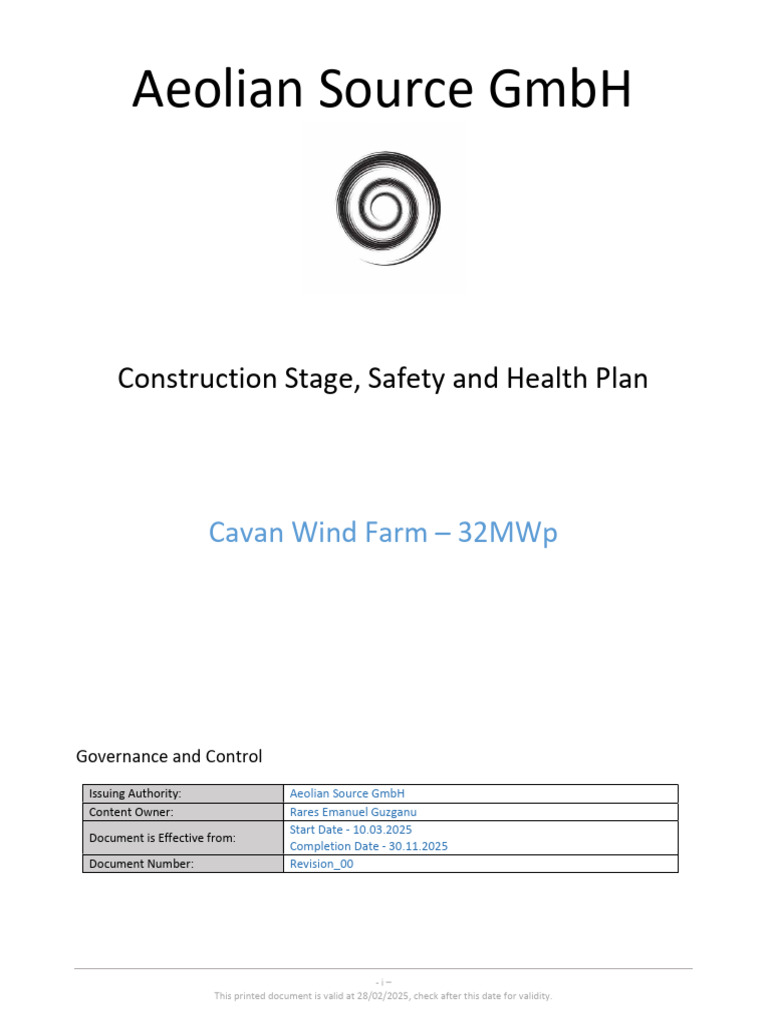 Construction Stage - Safety & Health Plan Rev - 00 - Rares Emanuel ...