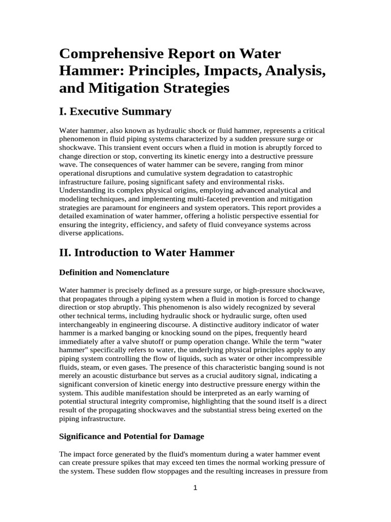 Comprehensive Report On Water Hammer | PDF | Pump | Computational Fluid ...