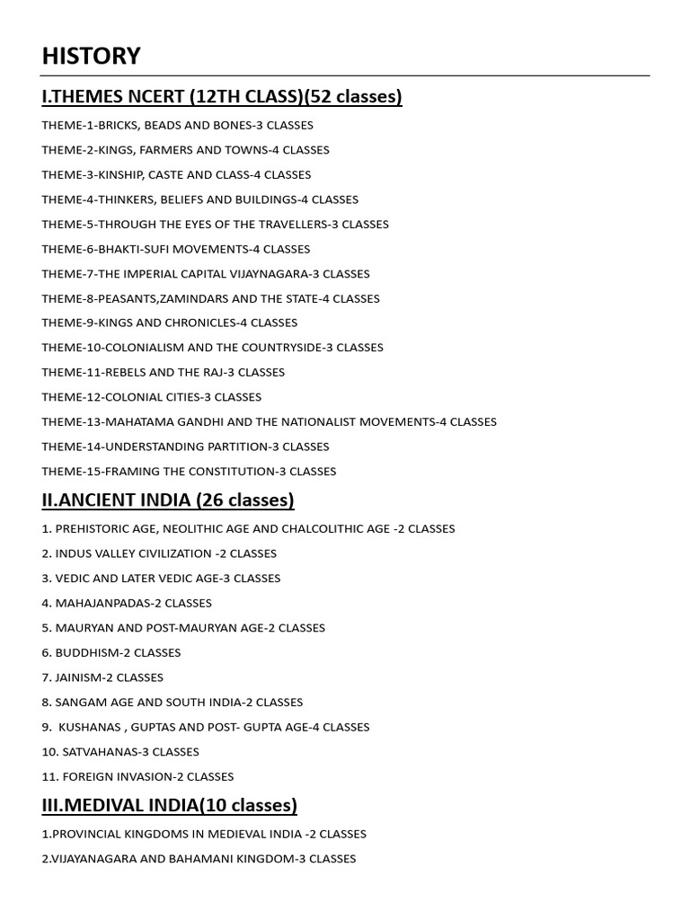 Class 12 History Themes Overview | PDF