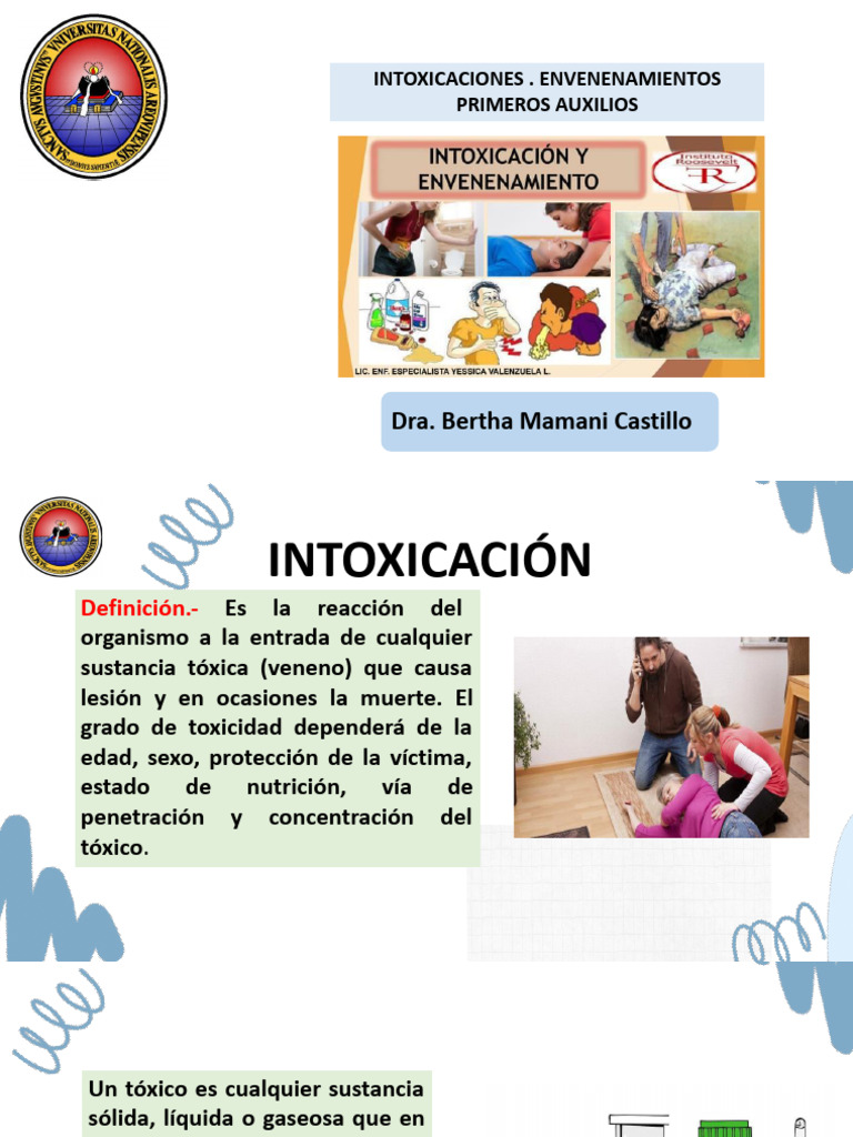 Intoxicaciones Envenenamiento. Primeros Auxilios | PDF | Veneno | Toxicidad