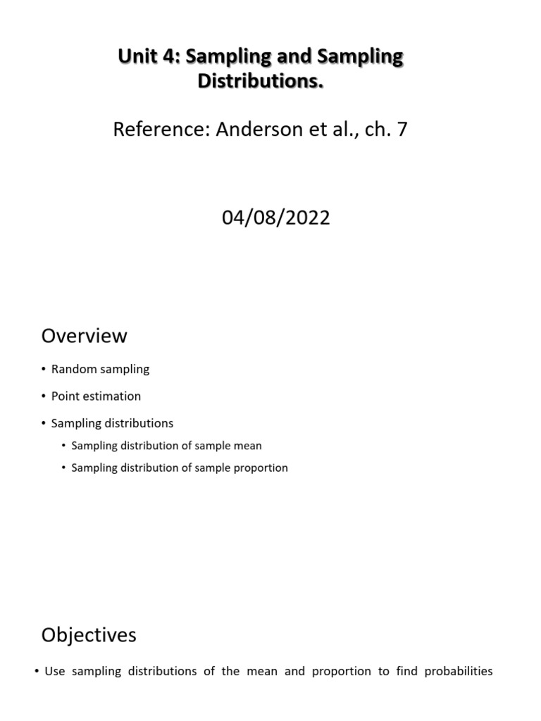 EECM3724 Unit 4 Ch7 Slides 2022 | PDF | Estimator | Standard Deviation