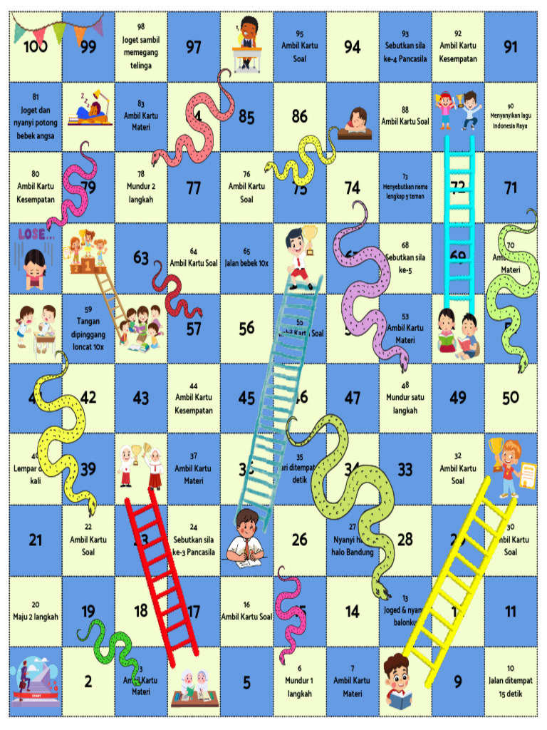 Snakes and Ladders Board Game A4 (50 X 50 CM) | PDF