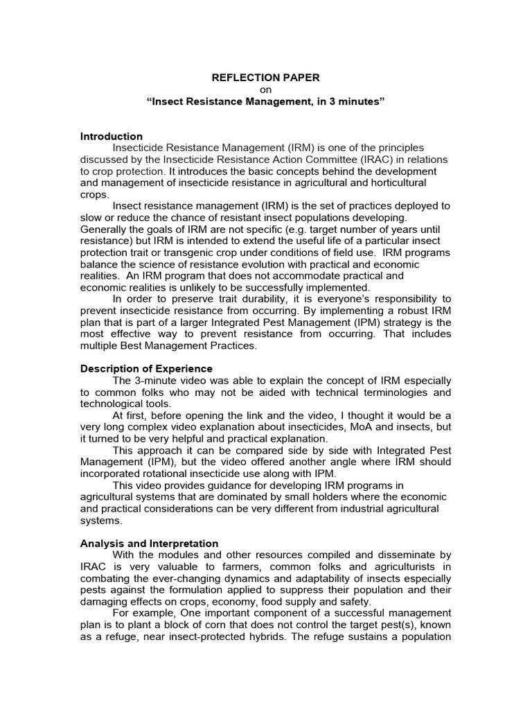 Crop Protection Reflection Paper | PDF | Agriculture | Insecticide