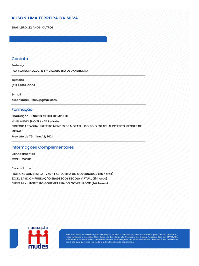 Currículo Alison 2025 | PDF