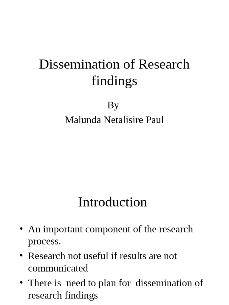 Dissemination of Research Findings | PDF | Knowledge | Human Communication