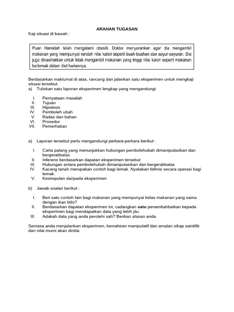 Peka 1 f5 Nilai Kalori Makanan | PDF