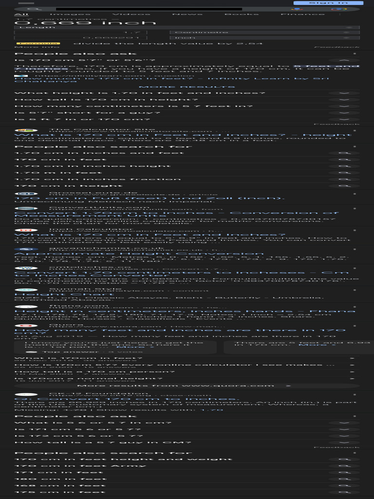 1.70 CM in Inches - Google Search | PDF | Foot (Unit) | Inch