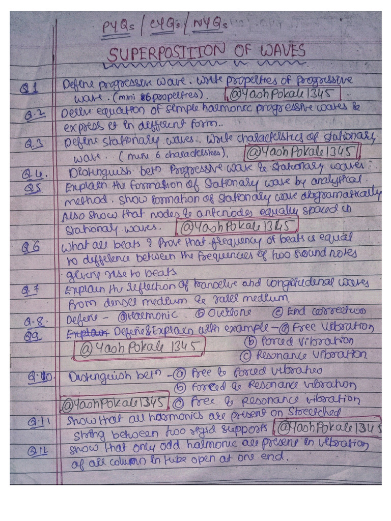 Superposition of Waves IMP Questions | PDF