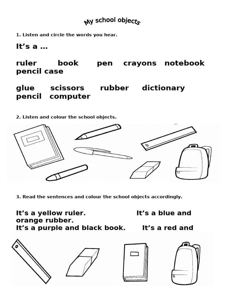 School Objects Listening Activity | PDF