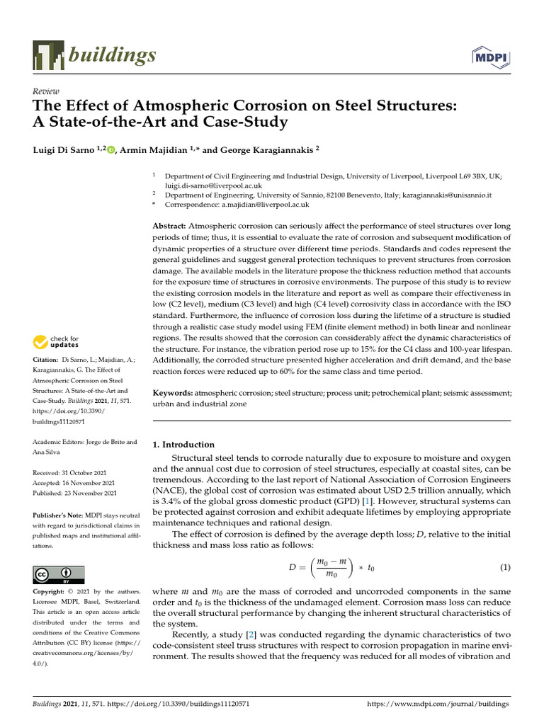 Atmospheric Corrosion in Steel Structures | PDF | Corrosion ...