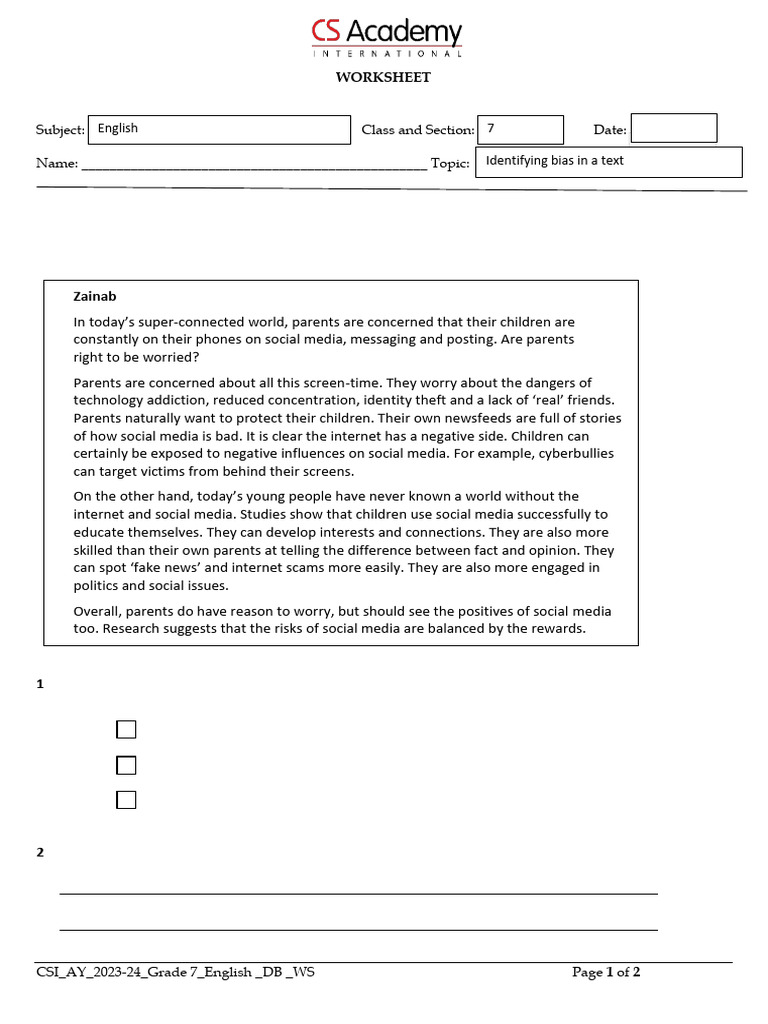 Identifying Bias in A Text | PDF