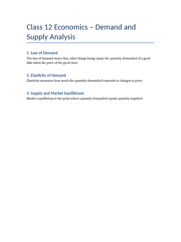 Economics Demand Supply Notes | PDF