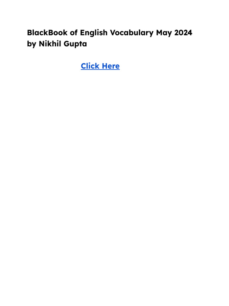 BlackBook of English Vocabulary May 2024 by Nikhil Gupta Tdsuto | PDF