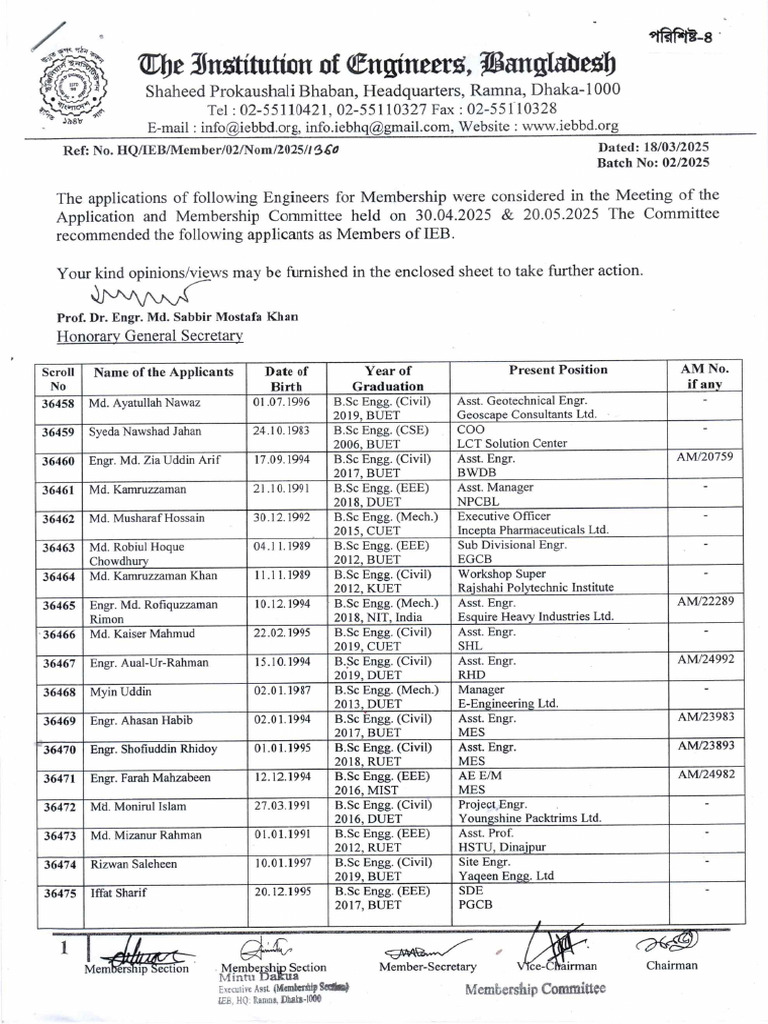 IEB Membership Approval-CCM - 23.05.2025 | PDF