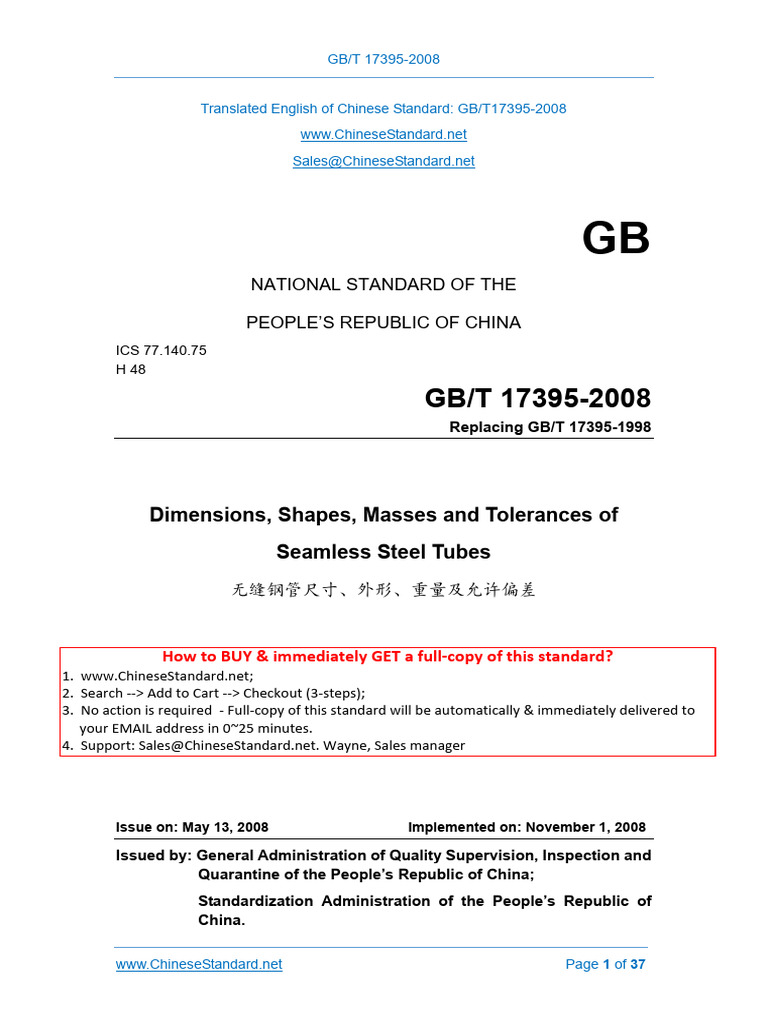 Dimensions, Shapes, Masses and Tolerances of Seamless Steel Tubes | PDF | Engineering Tolerance ...