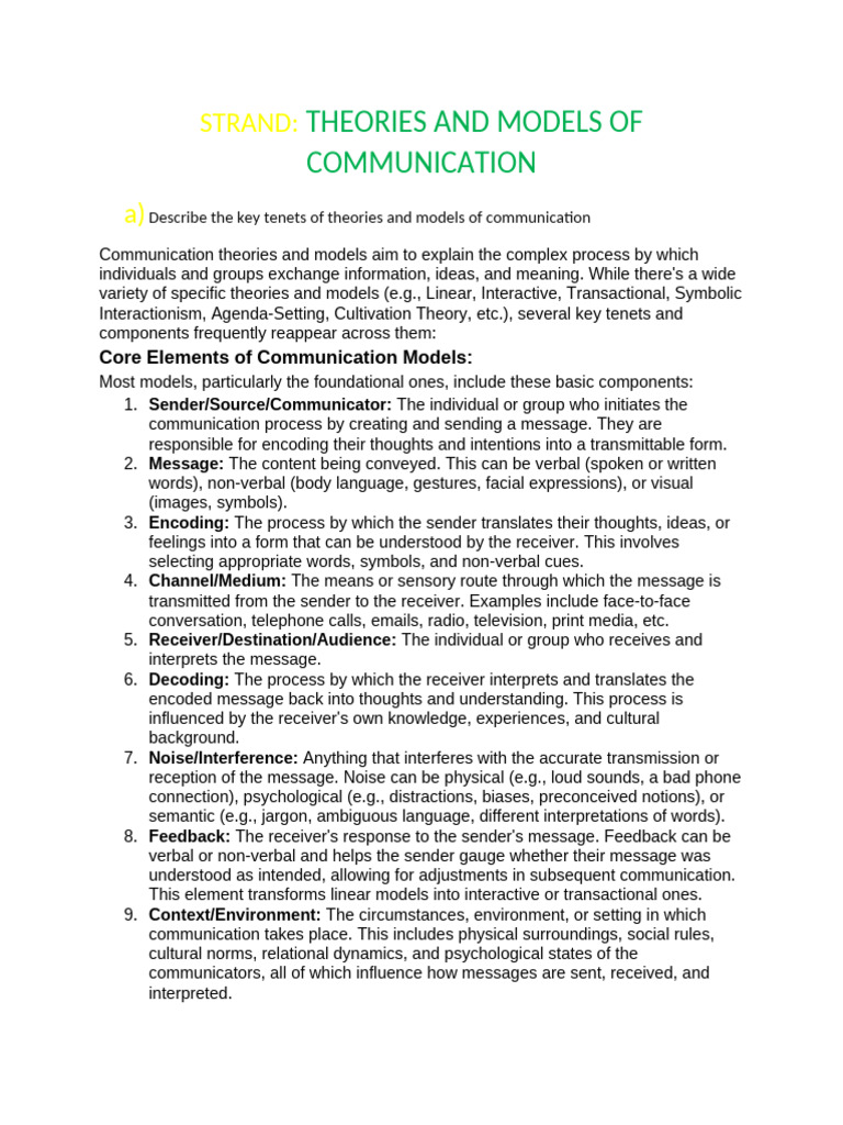 Theories and Models of Communication | PDF | Communication ...
