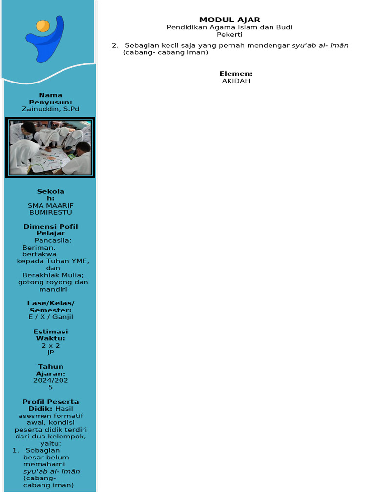 Modul Ajar Pendidikan Agama Islam Dan Budi Pekerti - Memahami Syu Ab Al - Īmān, Pengertian ...