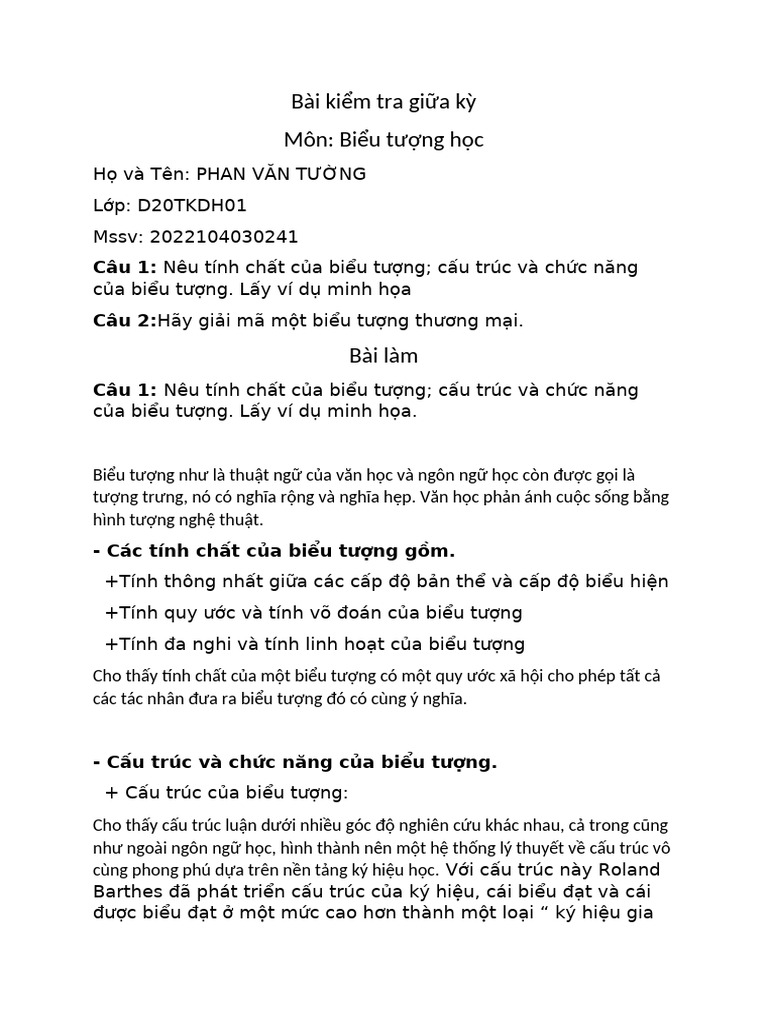 Phan Văn Tư NG BT Gi A Kì | PDF