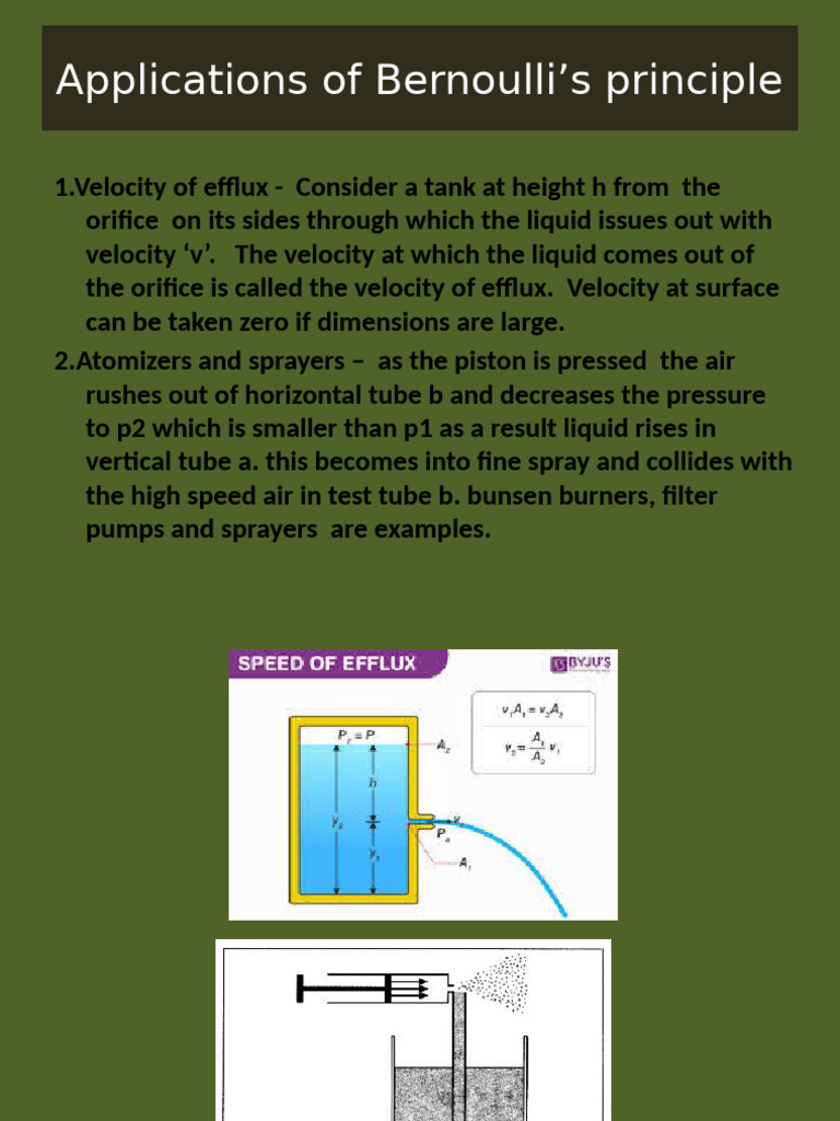 Applications of Bernoulli's Principle | PDF