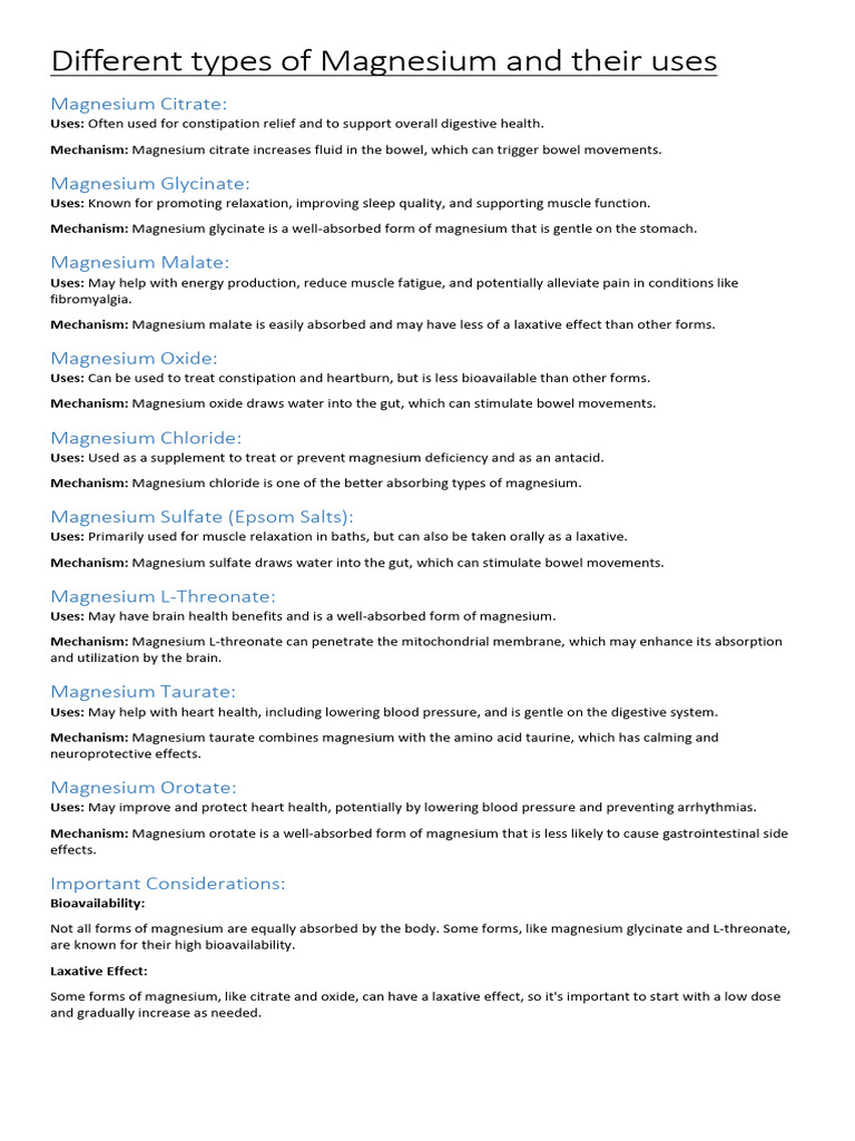 Magnesium Types and Uses | PDF