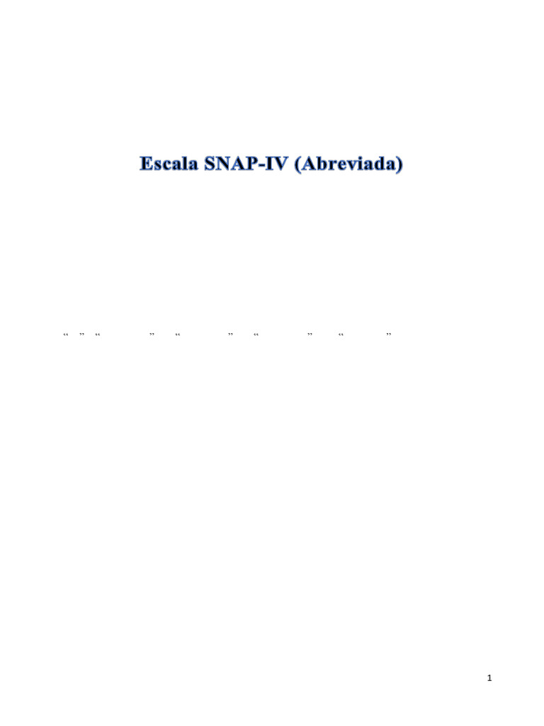 Escala Snap IV | PDF | Desorden hiperactivo y deficit de atencion | Salud mental