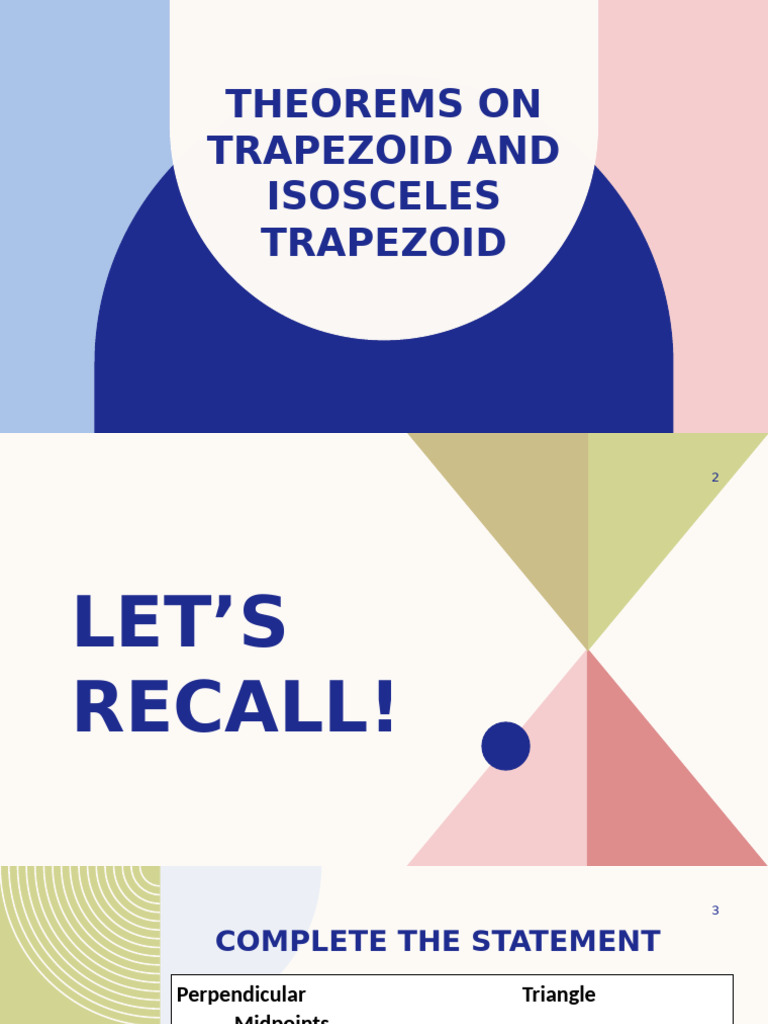 Theorems on Trapezoids and Isosceles Trapezoids | PDF | Triangle ...