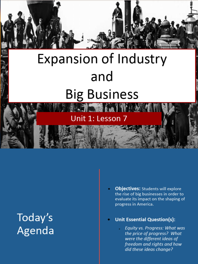 Unit 1 - Lesson 7 Expansion of Industry and Big Business | PDF | The ...