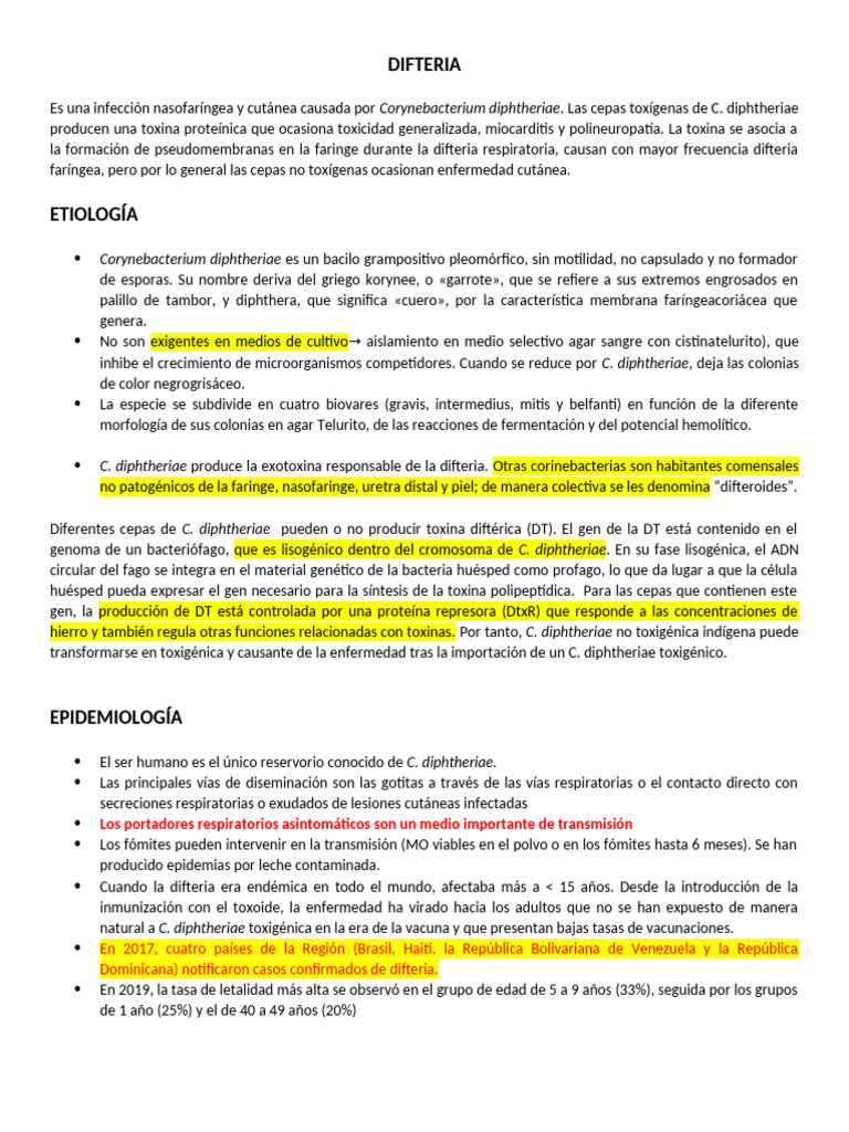 DIFTERIA (AutoRecovered) | PDF | Microbiología | Biología