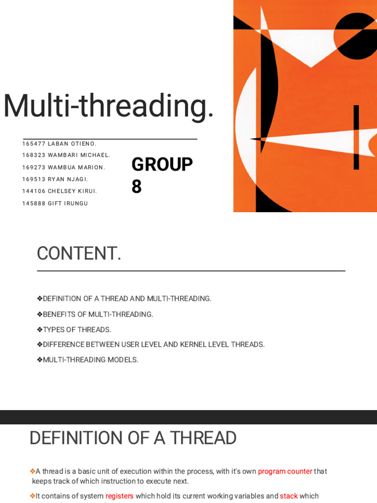 Multi Threading Group 8. | PDF | Thread (Computing) | Operating System
