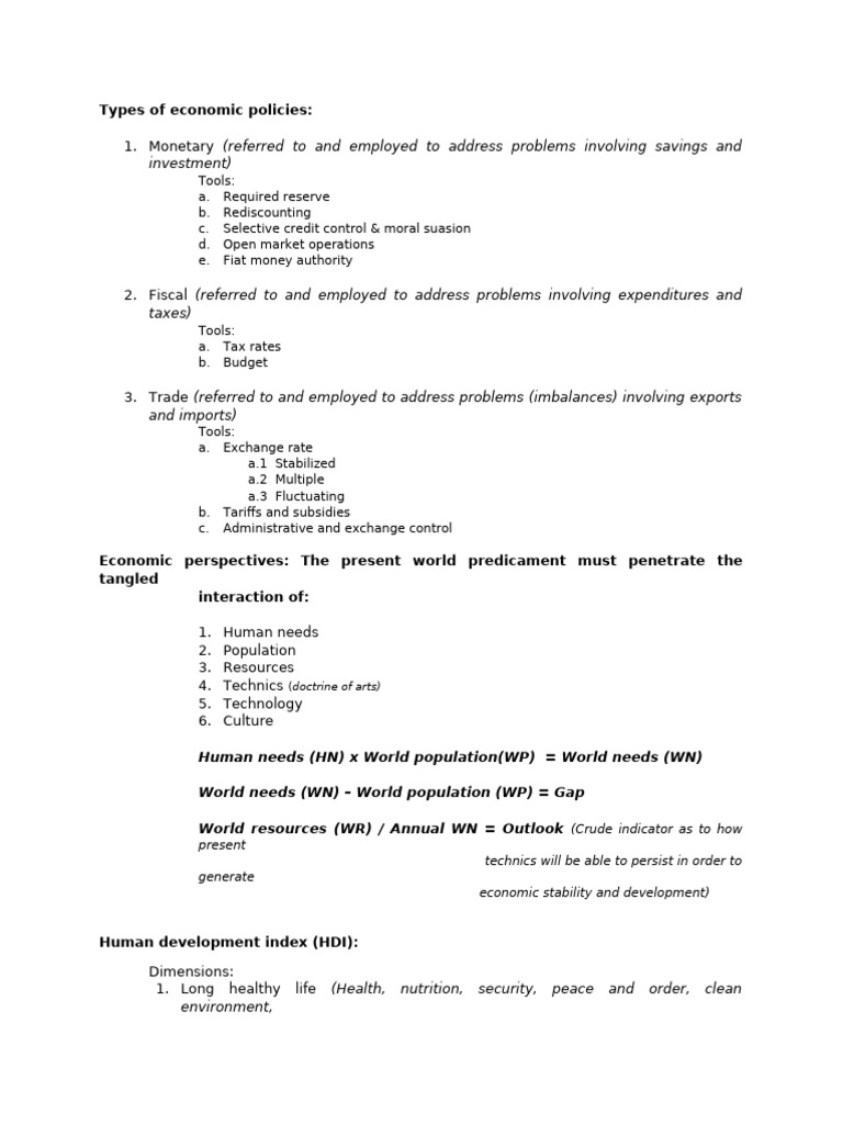 Types of Economic Policies | PDF | Business Cycle | Economies