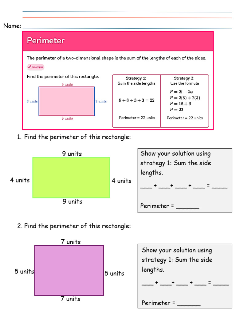Rectangle Perimeter Calculation Guide | PDF