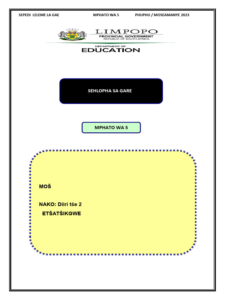 Sepedi HL Grade 5 Controlled Test Term 2 2023 | PDF