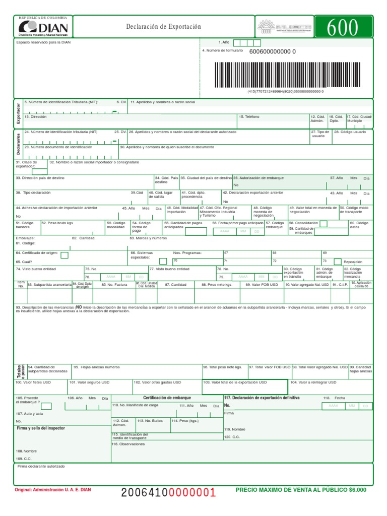 Formato Dex | PDF | aduana | Exportaciones