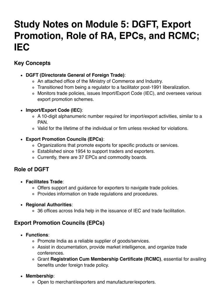 Understanding DGFT and RCMC Roles | PDF | Trade | Regulatory Compliance