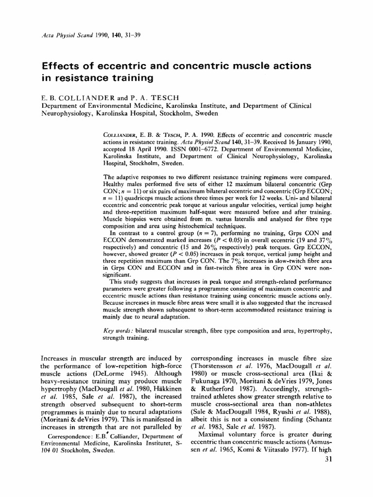 Effects of Eccentric and Concentric Muscle Actions in Resistance ...